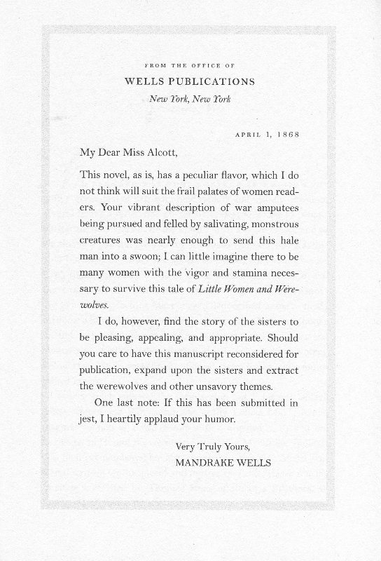 Exclusive: Louisa May Alcott's Little Women & Werewolves 1868 Rejection ...